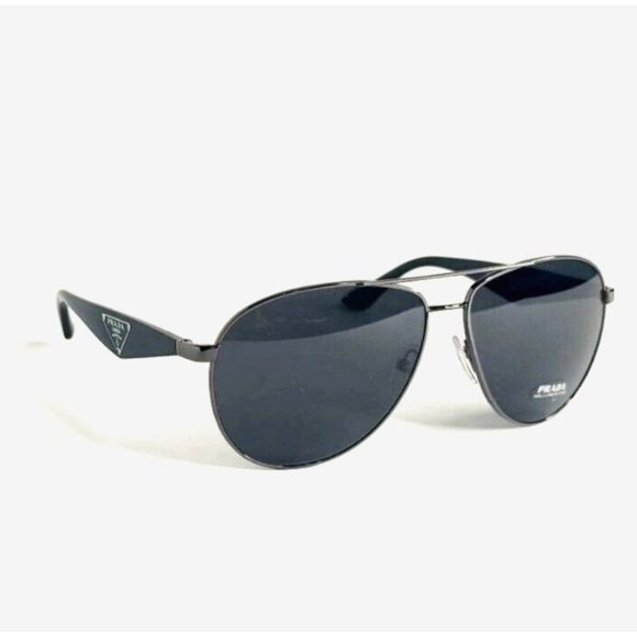 Prada | Accessories | Prada Sunglasses Pr53qs Aviator Black Gumetal ...